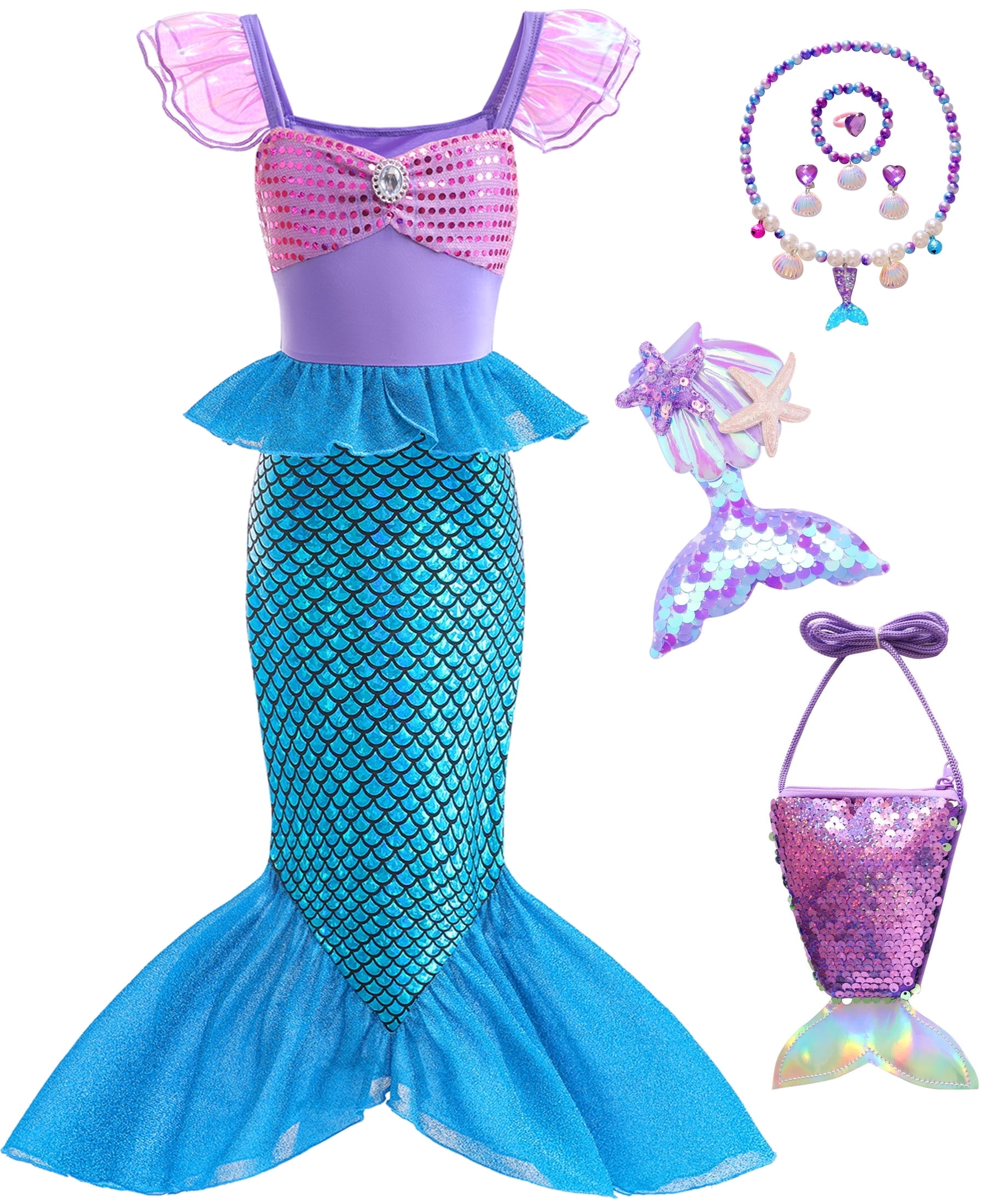 Princess Ariel Dresses for Little Girls Mermaid Costume Cosplay with ...