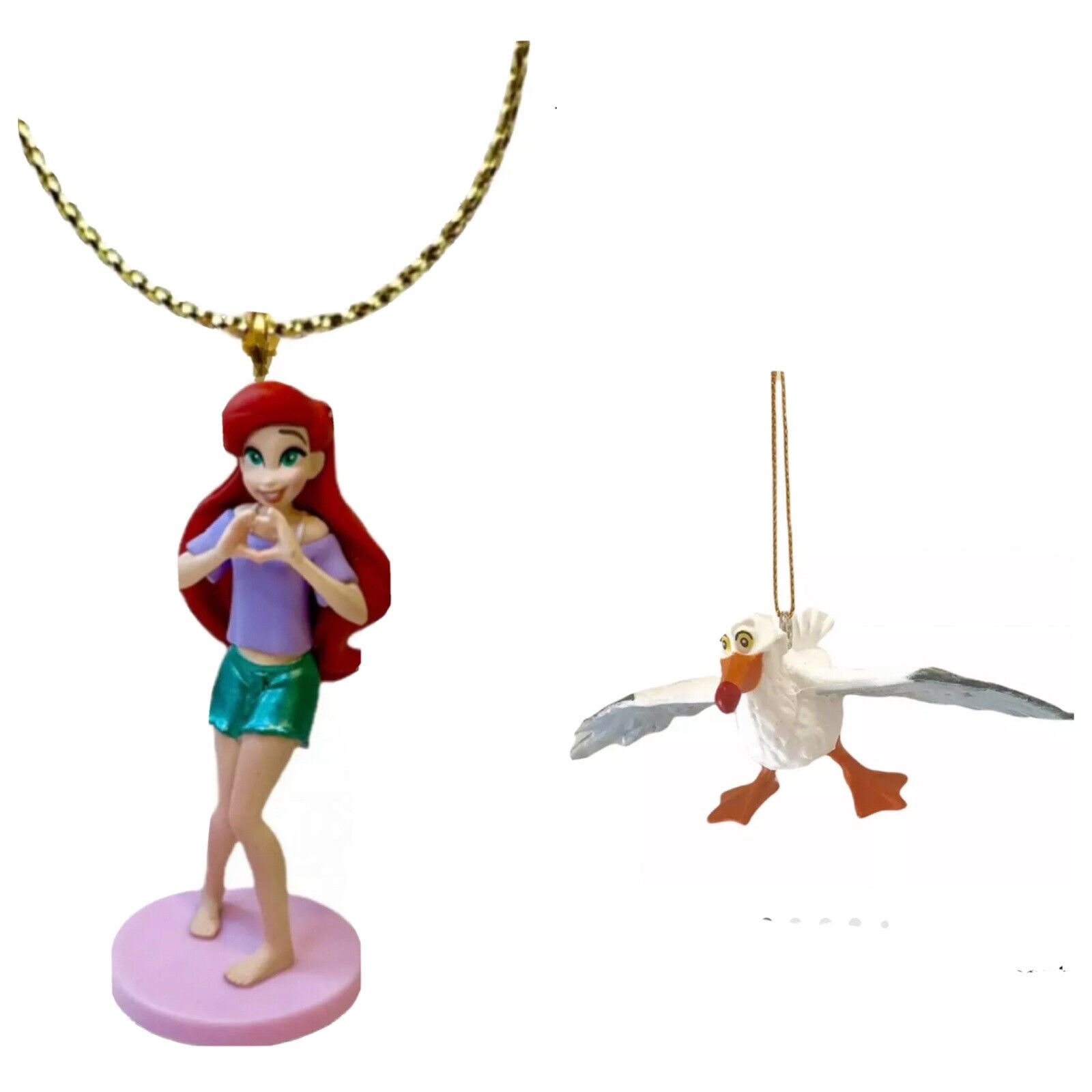 Princess Ariel Sports Active & Scuttle PVC Ornament Charm Figure Little ...