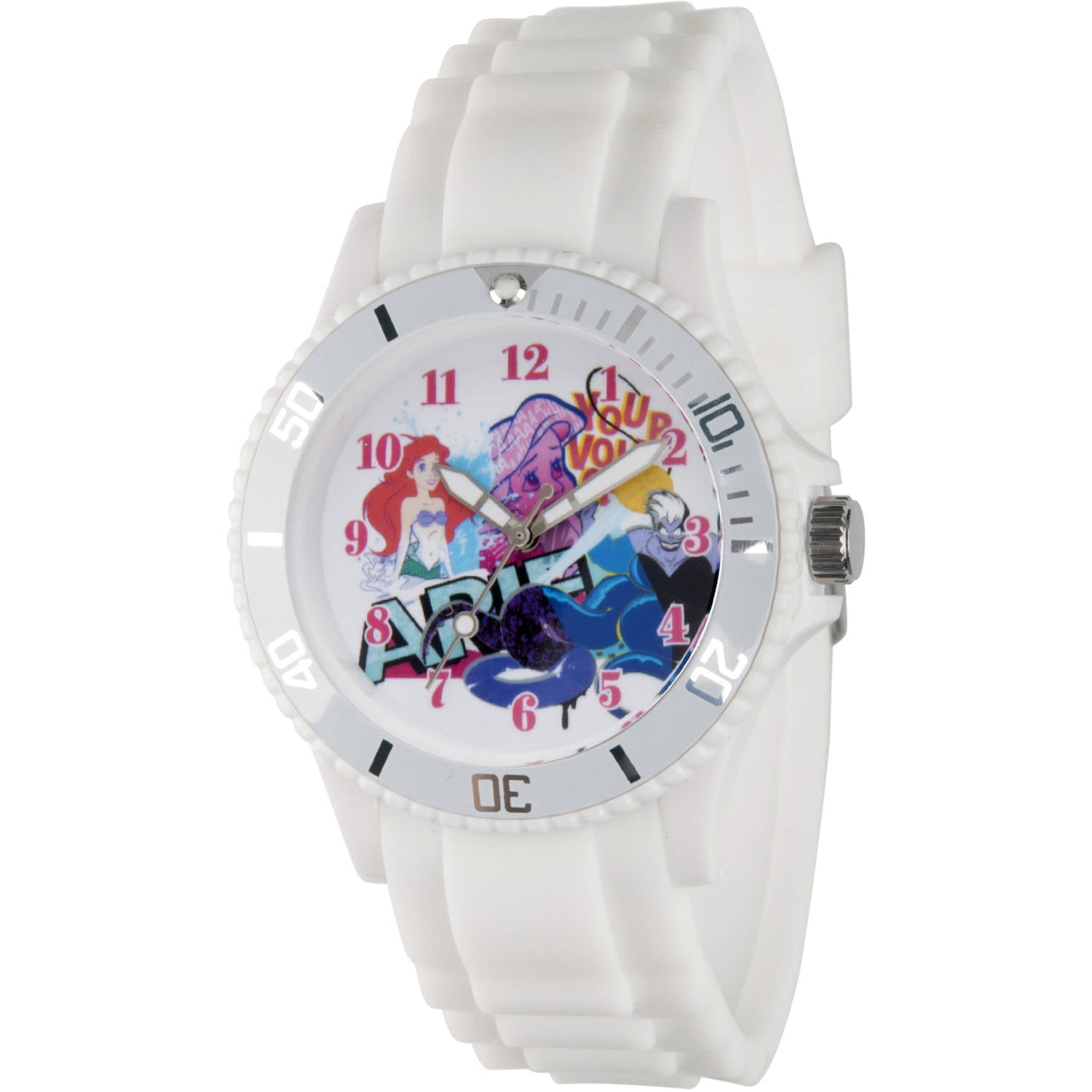 Princess Ariel Women's White Plastic Watch, White Bezel, White Plastic ...