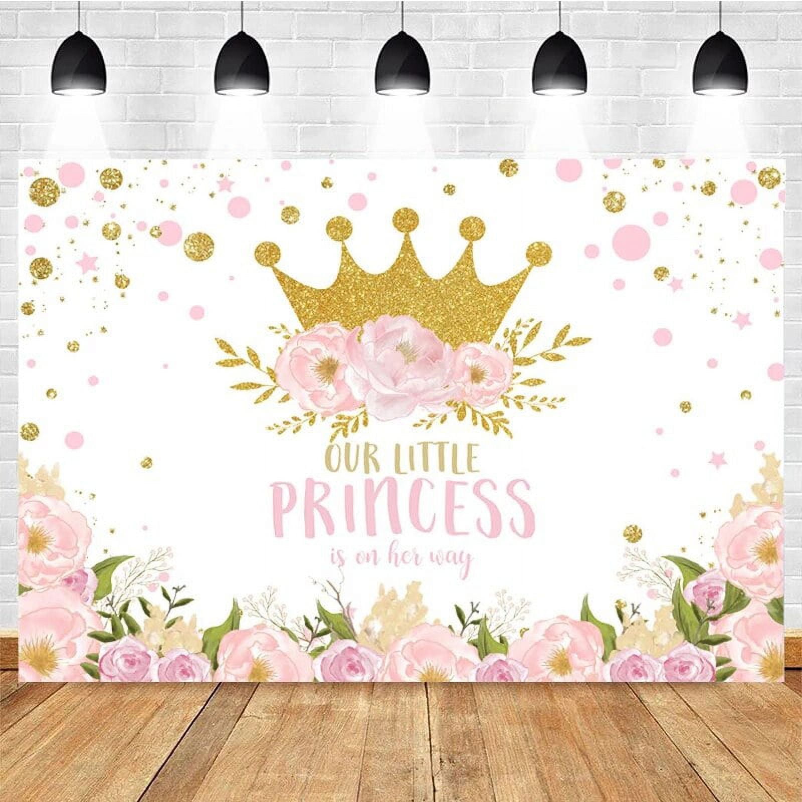 Princess Baby Shower Photography Backdrop Gold CrownPink Photo ...