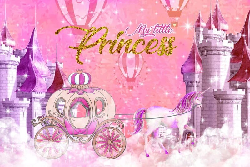 Princess Backdrop For Photography Castle Unicorn Carriage Newborn Baby ...