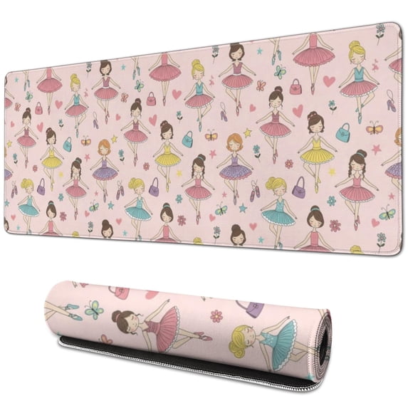 Princess and Ballerina Pink Pattern Extended Large Mouse Pad, Keyboard ...