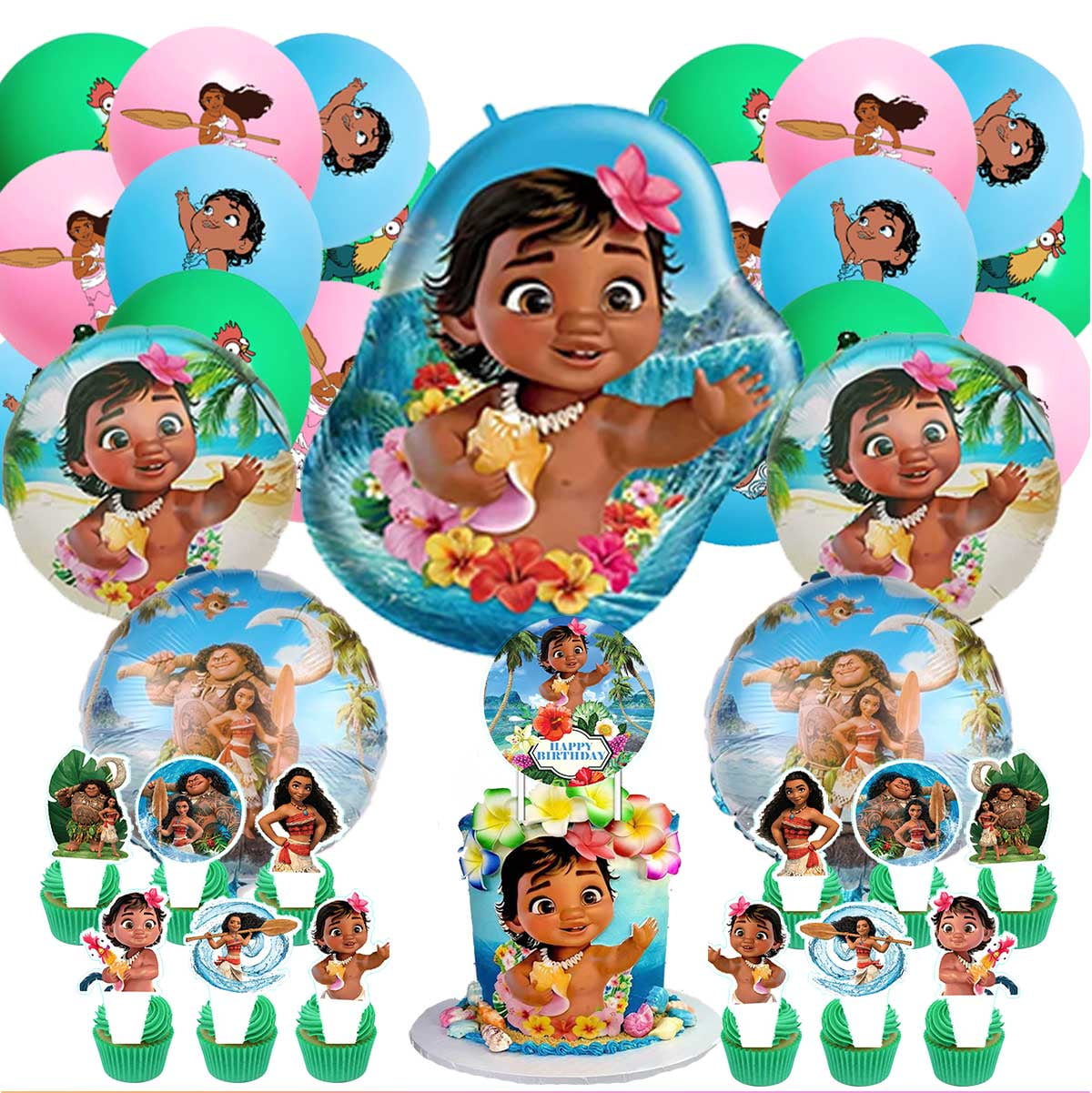 Princess Balloons Cake Topper Party Supplies Birthday Set Decorations ...