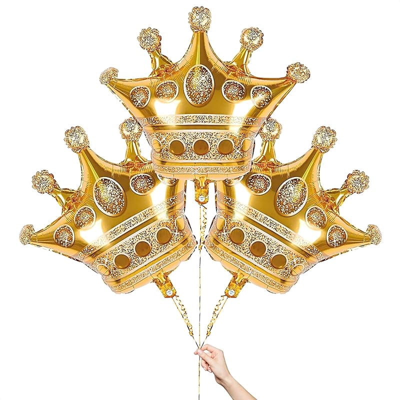 Princess Balloons – Foil Crown Balloons Gold Chrome Princess Birthday ...