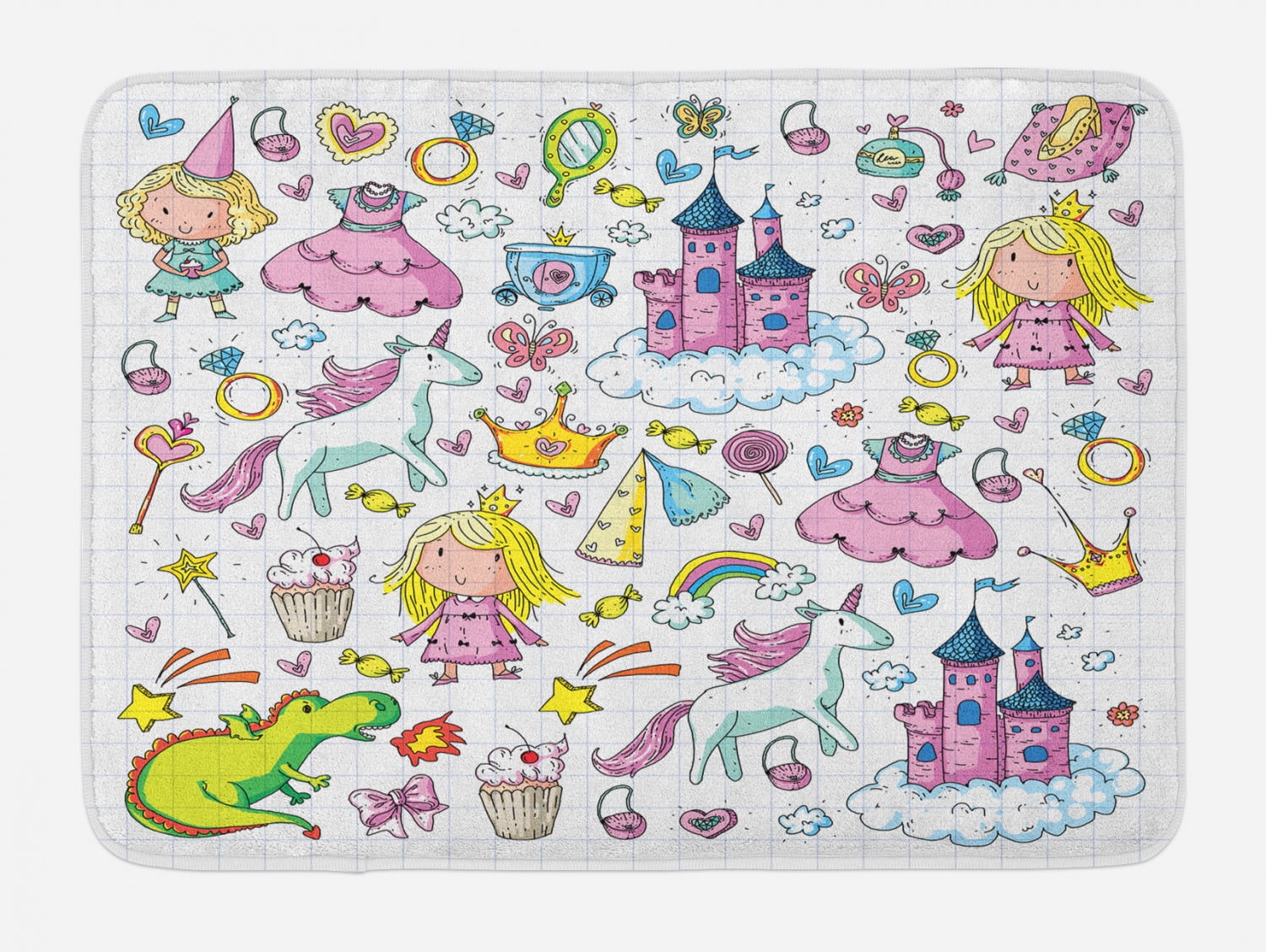 Princess Bath Mat, Bundle of Girls Kids Collection Fairytale Fantasy ...