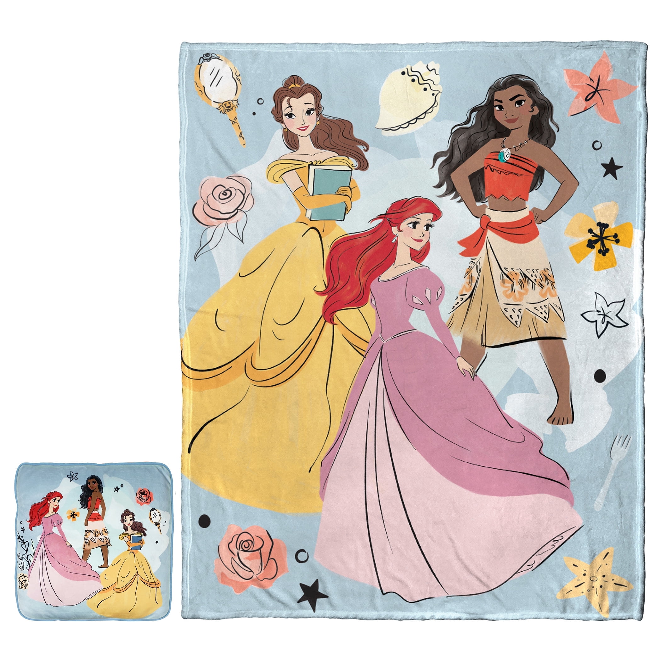 Princess Be Bold Kids Silk Touch Blanket with Square Cloud Pillow ...