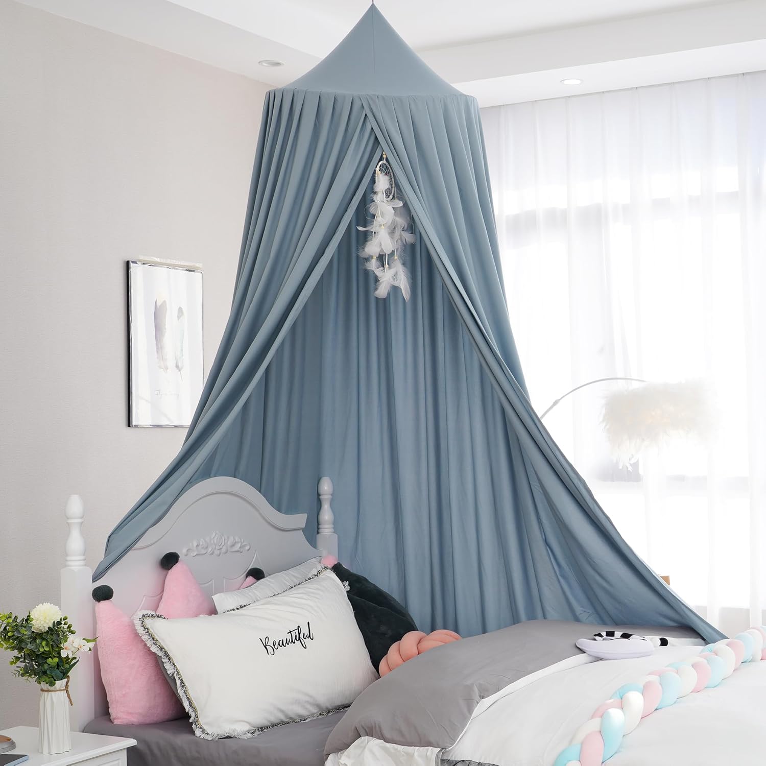 Princess Bed Canopy for Girls, Extra Large Hanging Canopy for Bed ...
