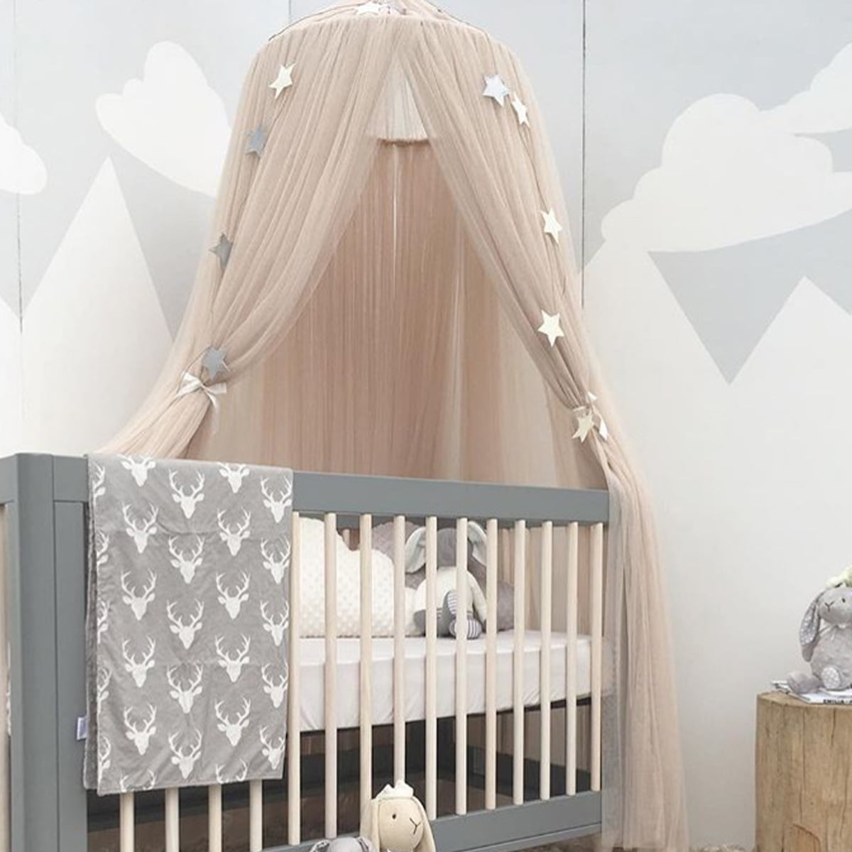 Princess Bed Canopy for Girls Room Decor Round Lace Mosquito Net with 2 ...