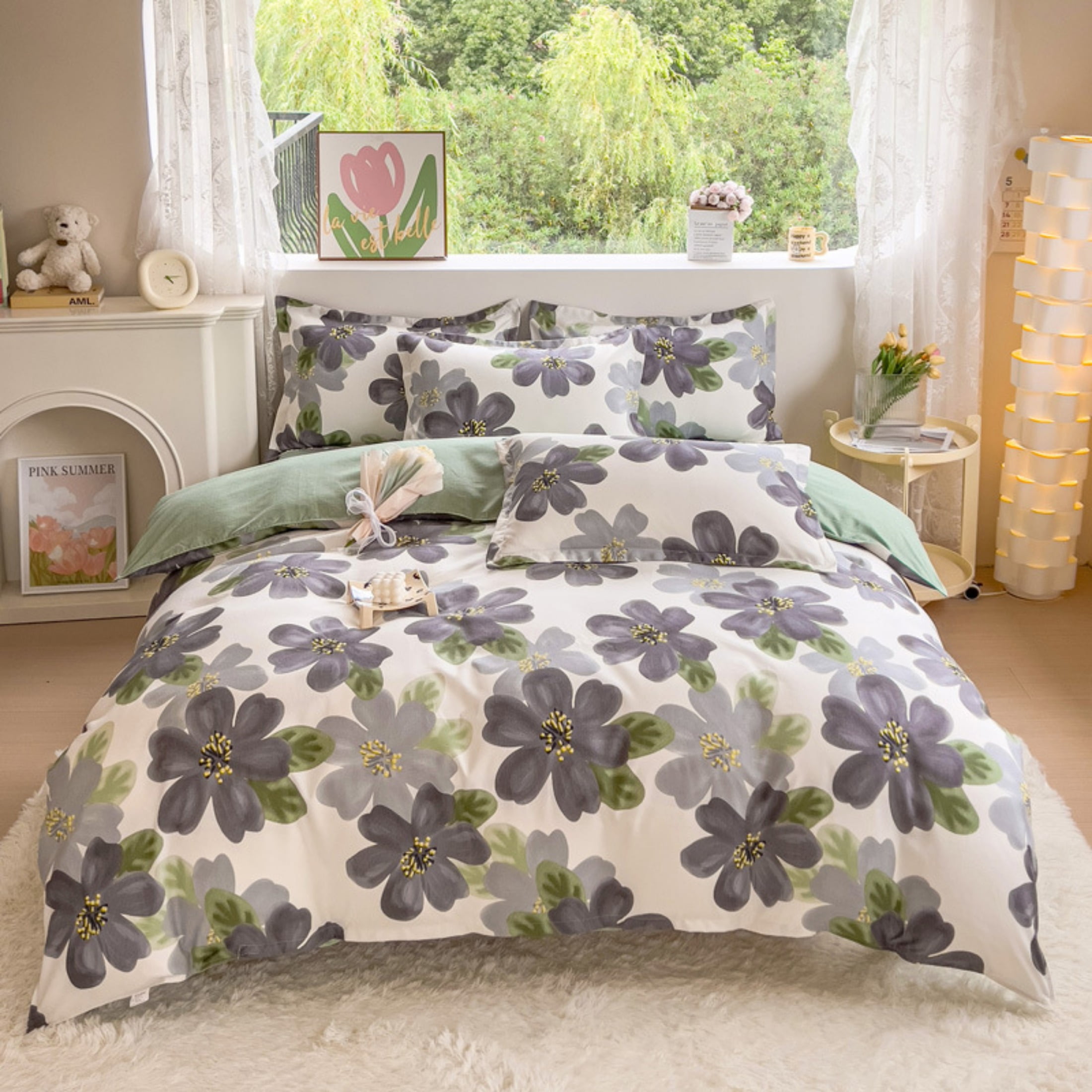 Princess Bedding Flower Duvet Cover Set Romantic Ruffle Lace Bedding