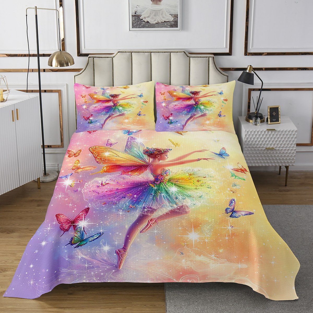 Princess Bedspread Twin Size,Fantasy Ballet Angel Wings Bedding Set ...
