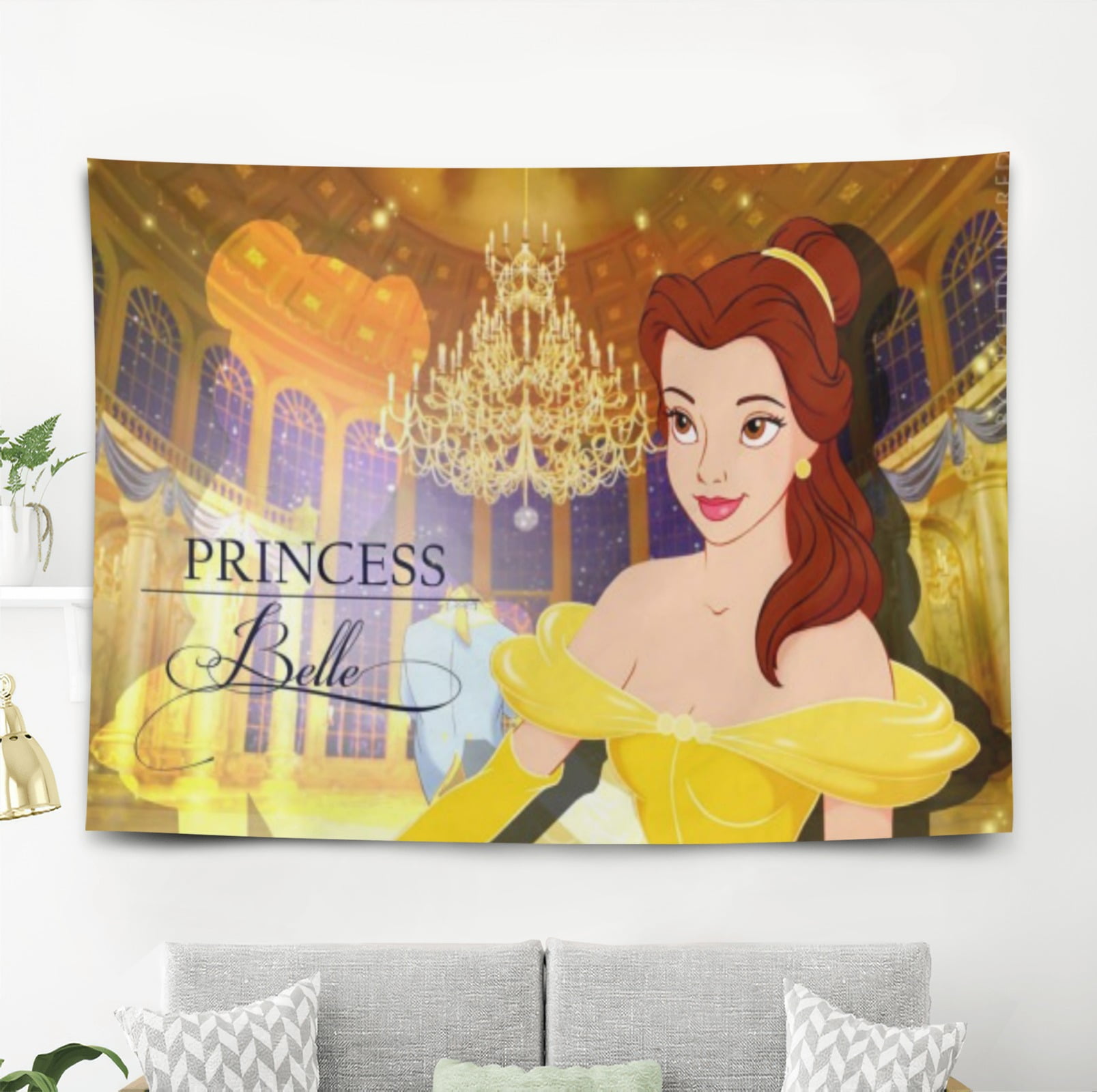 Princess Belle Tapestry Gift Wall Hanging Backdrop for Room Bedroom ...