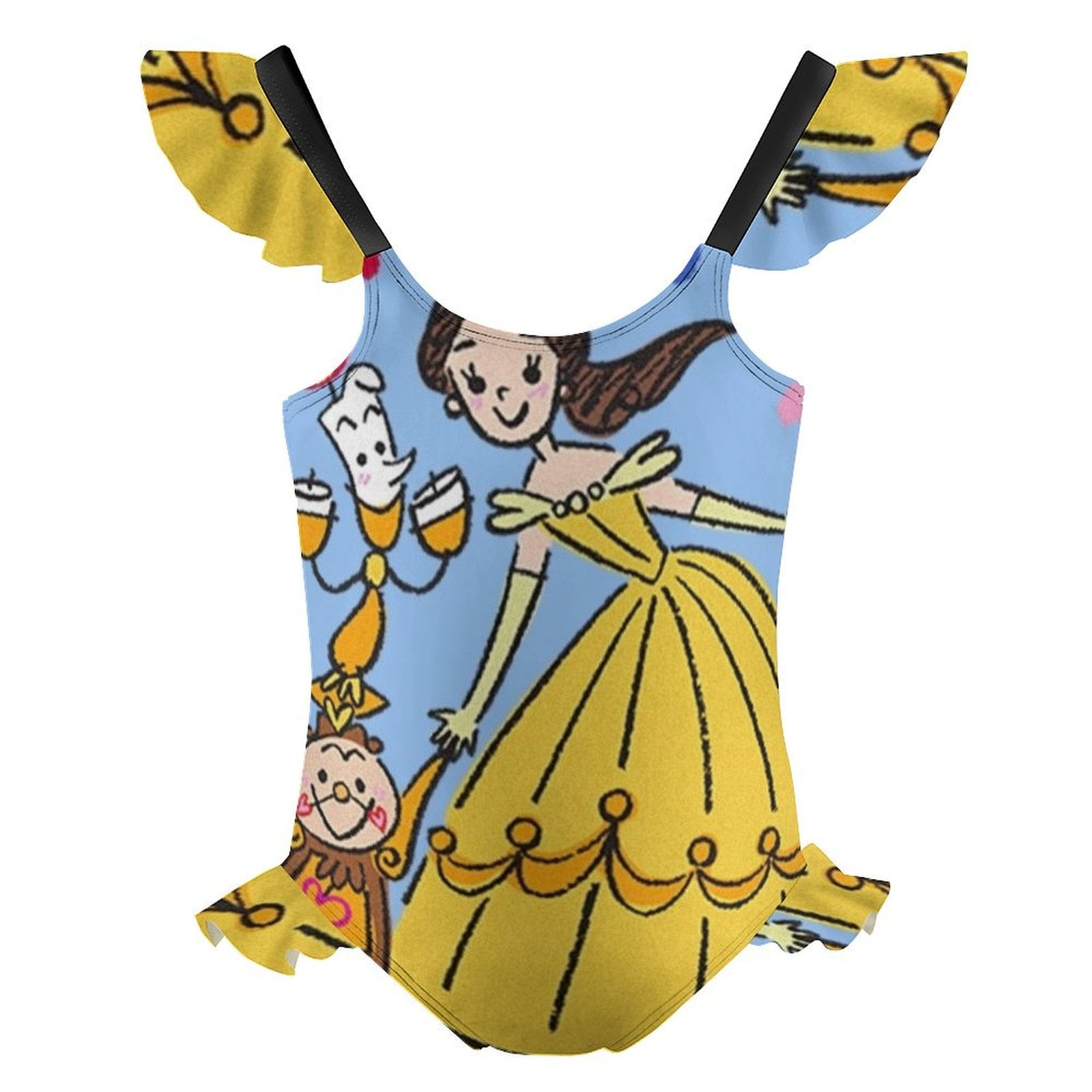 Princess Belle swimsuit for Girl Cute Teen Girls One Piece Ruffle Trim ...