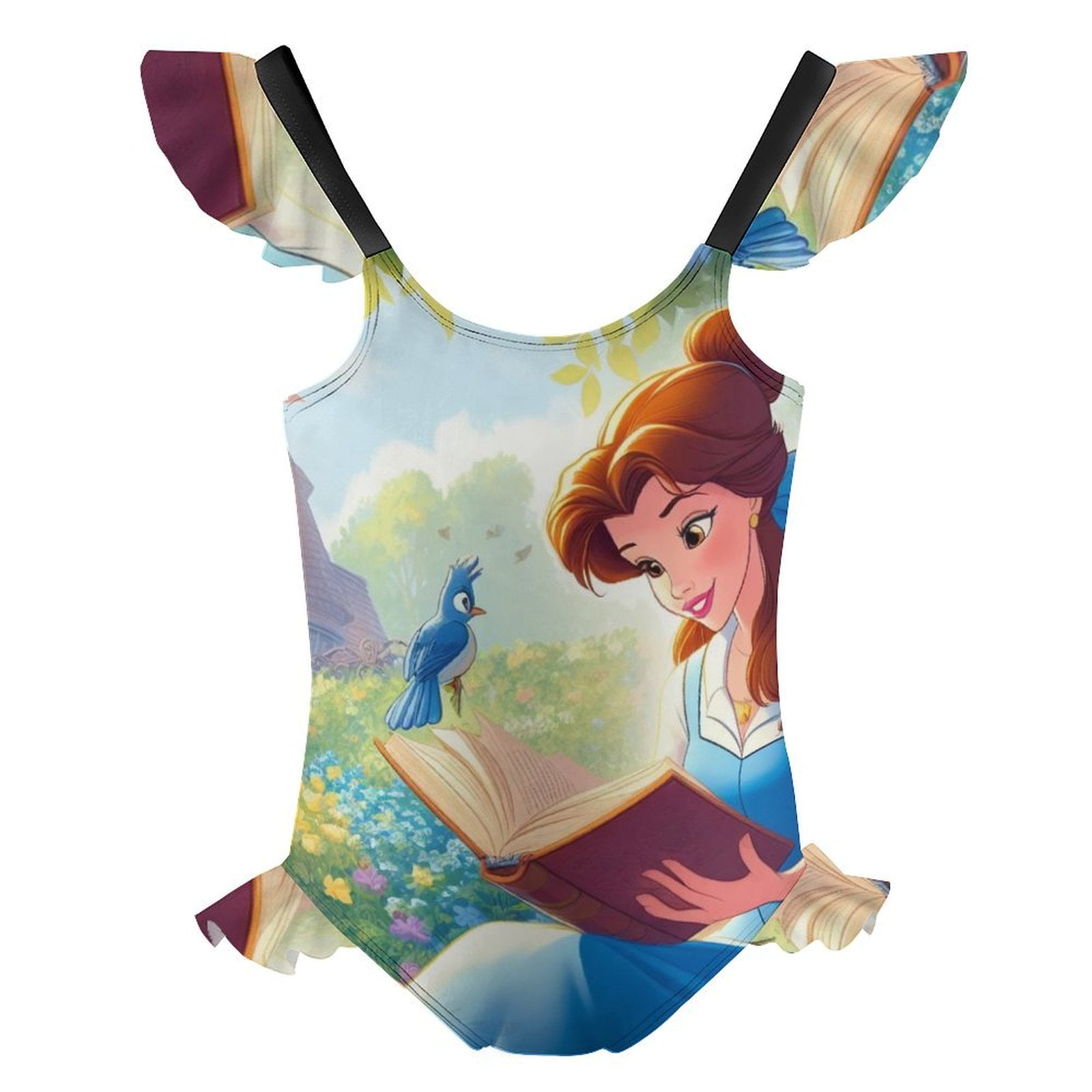 Princess Belle swimsuit for Girl Cute Teen Girls One Piece Ruffle Trim ...
