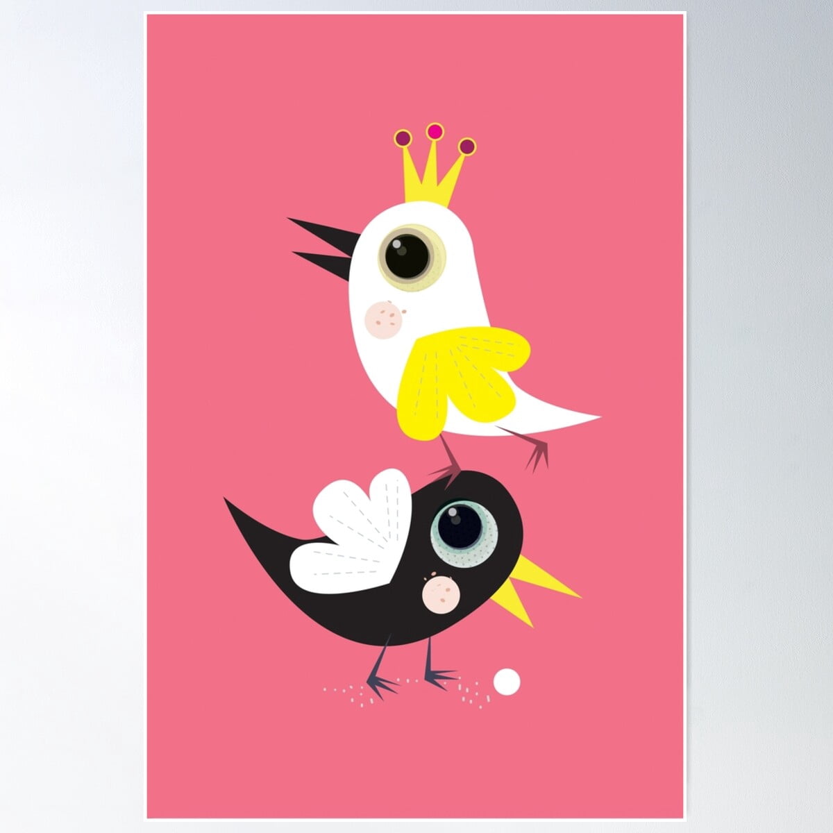 Princess Bird White Poster Wall Art, Modern Wall Decor For Living Room ...