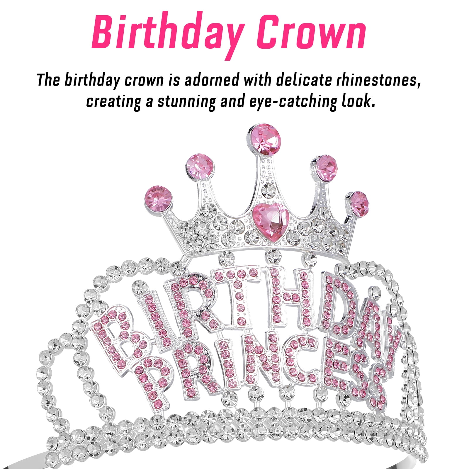Princess Birthday Crown Tiara - Sparkling Party Crown for Women ...