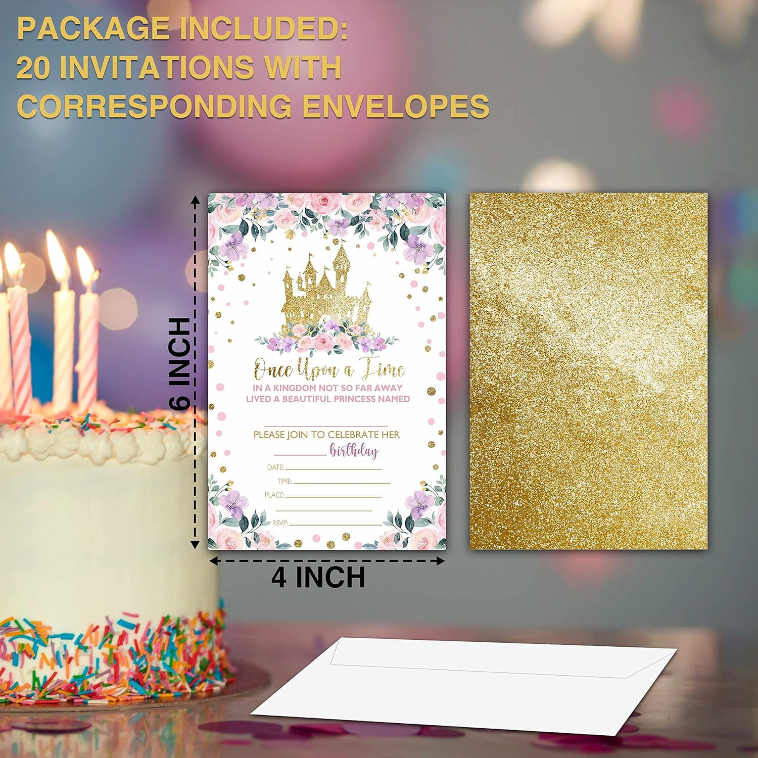 Princess Birthday Invitations For Girls, 20-Count Birthday Party ...