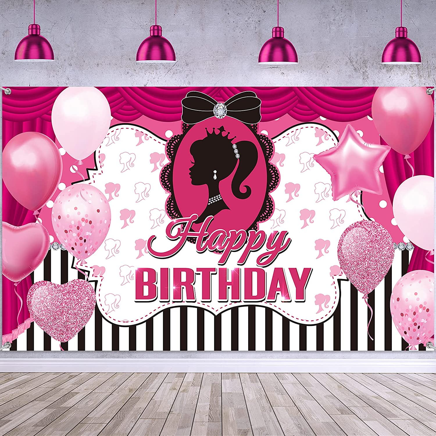 Princess Birthday Party Backdrop Pink Birthday Backdrop Princess Theme ...