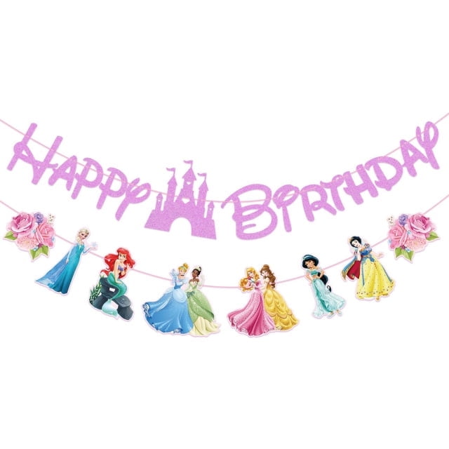 Princess Birthday Party Banner Princess Theme Party Banner Cartoon ...