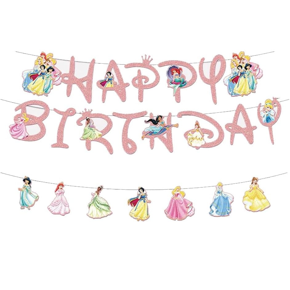 Princess Birthday Party Banner Princess Theme Party Banner Cartoon ...