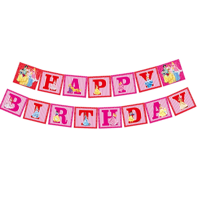 Princess Birthday Party Banner Princess Theme Party Banner Cartoon ...