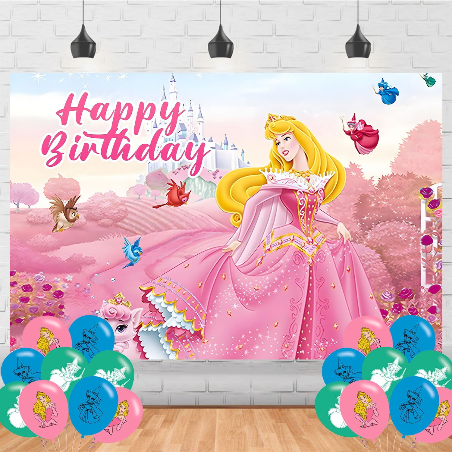 Princess Birthday Party CORNET Supplies Backdrop 5x3 Princess Aurora ...
