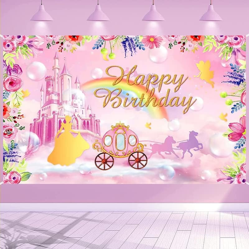 Princess Birthday Party Decorations, Pink Castle Birthday Backdrop ...