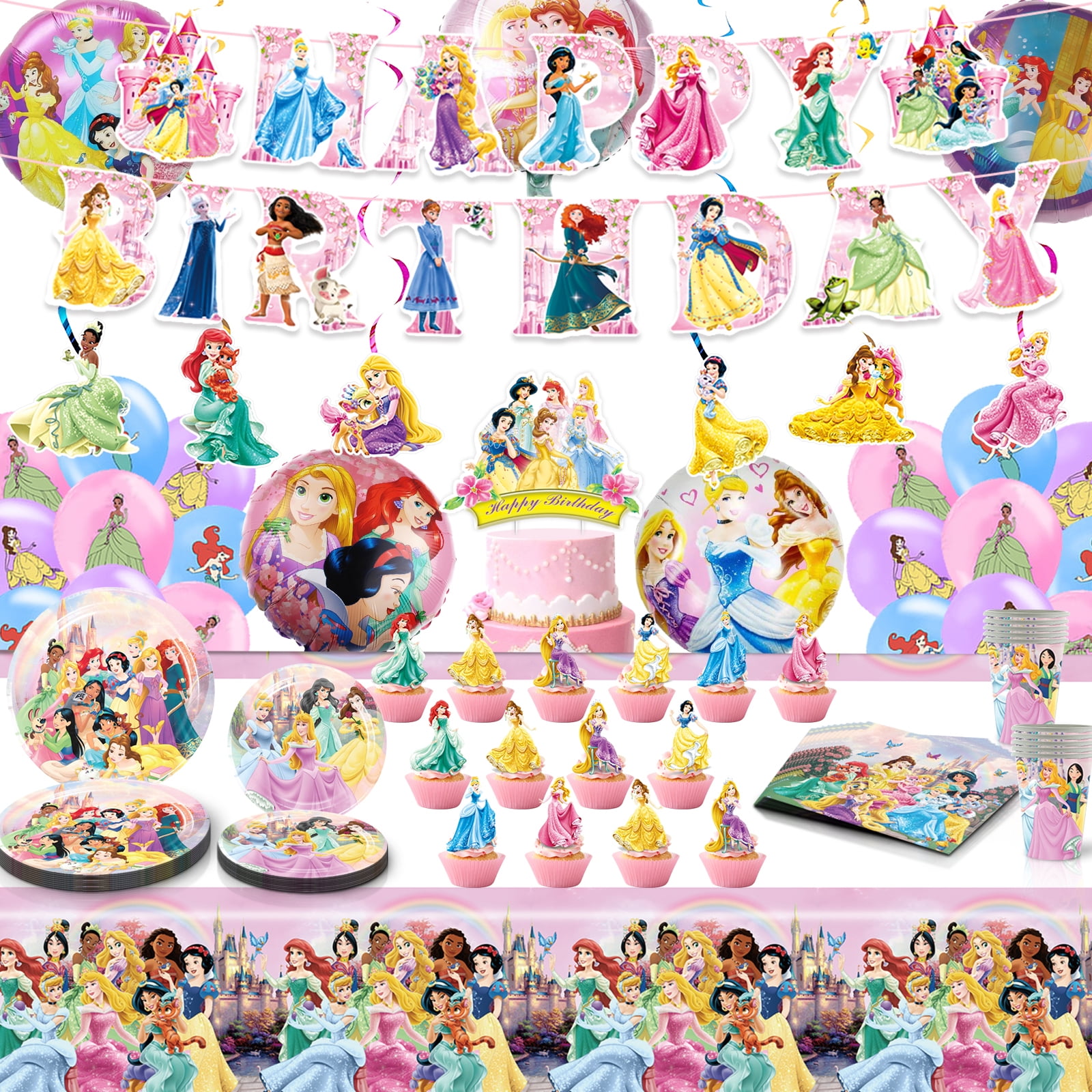 Princess Birthday Party Decorations, Princess Party Supplies Includes ...