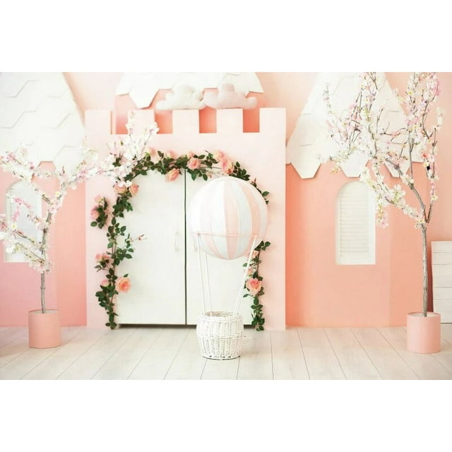 Princess Birthday Party Pink Scene Flowers Balloons Photo Background ...