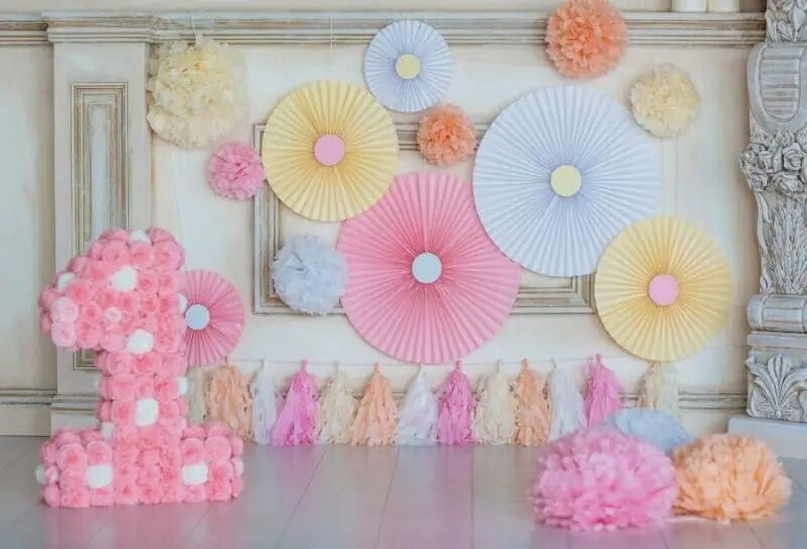 Princess Birthday Party Pink Scene Flowers Balloons Photo Background ...