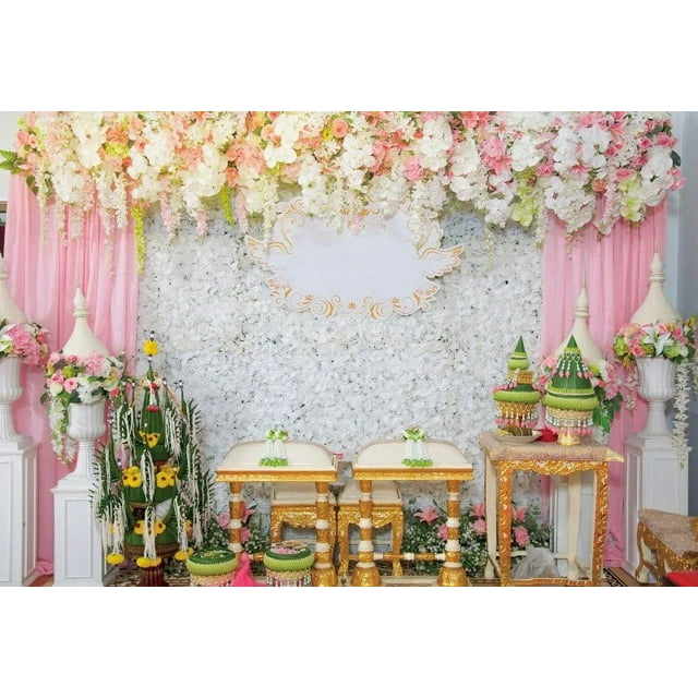 Princess Birthday Party Pink Scene Flowers Balloons Photo Background ...