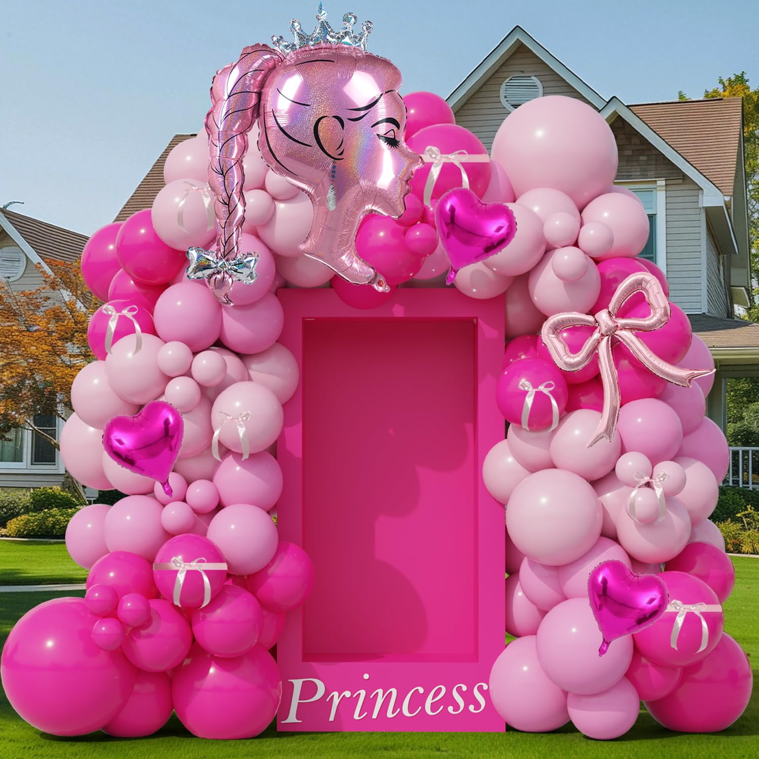 Princess Bow Balloon IFF17 Garland Kit - 130pcs Balloon Arch With Crown ...