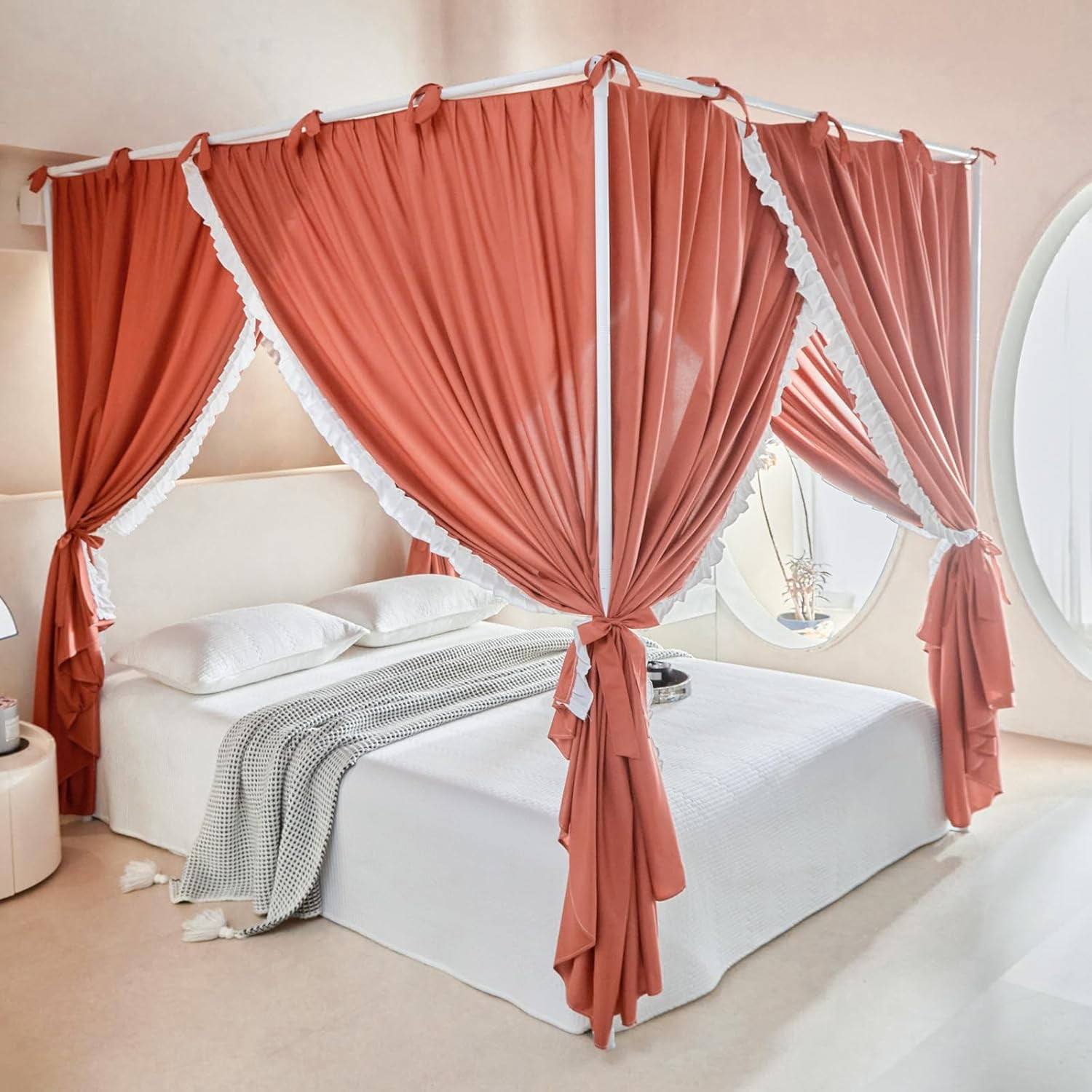 Princess Canopy Bed Curtains with Top Ties - Windproof & Lightproof for ...