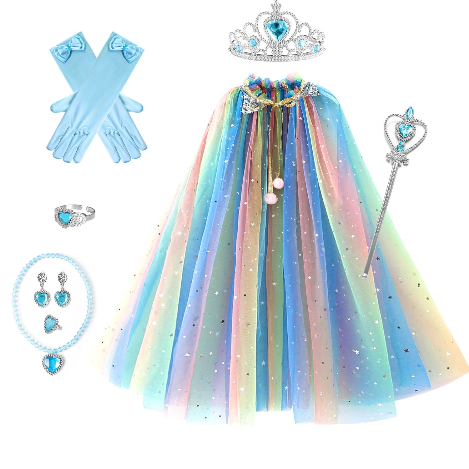 Princess Cape Set Dress up for Little Girls Party Cosplay Cloak with ...