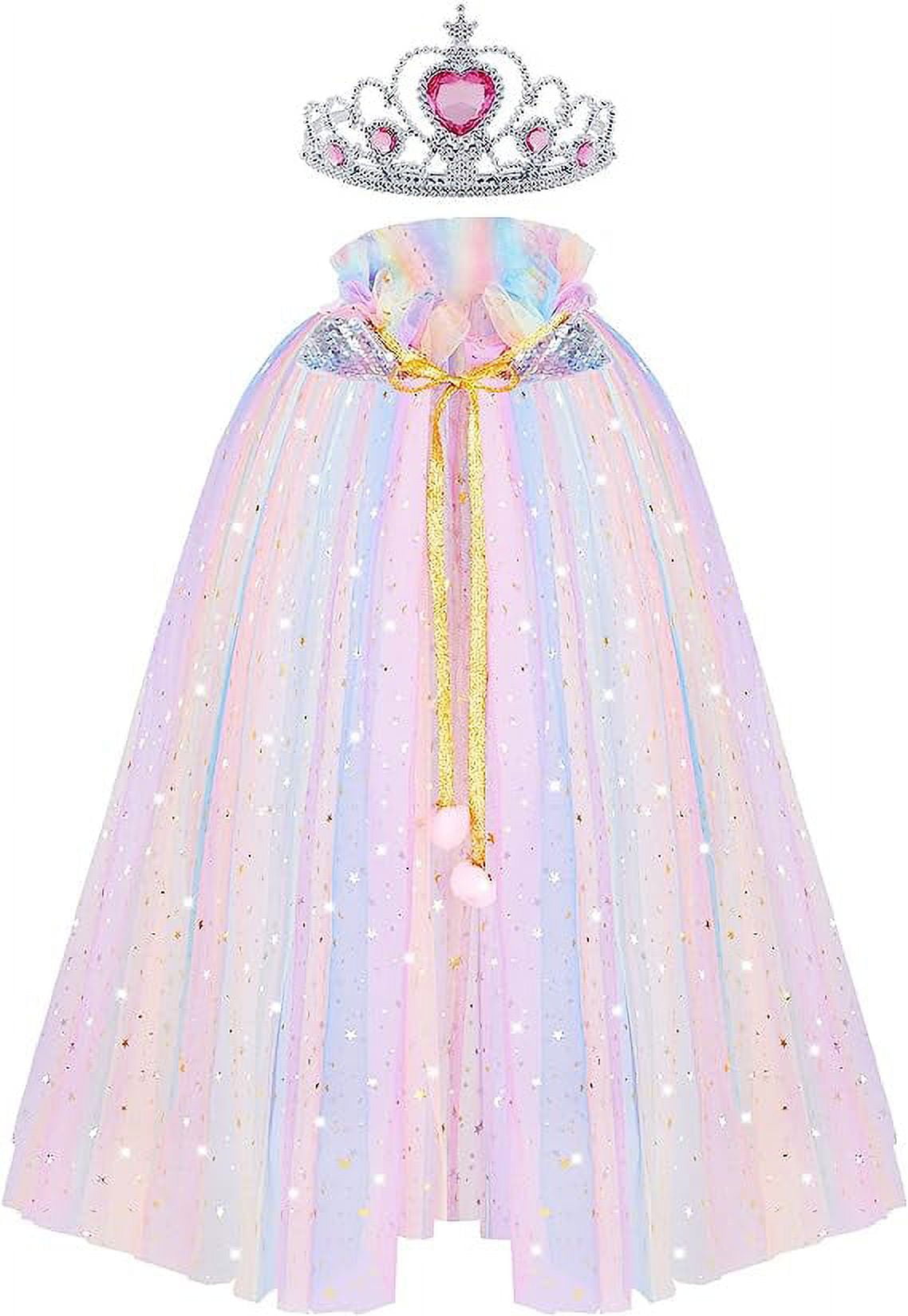 Princess Cape for Girls, Colorful Princess Cloak with Crown - Walmart.com