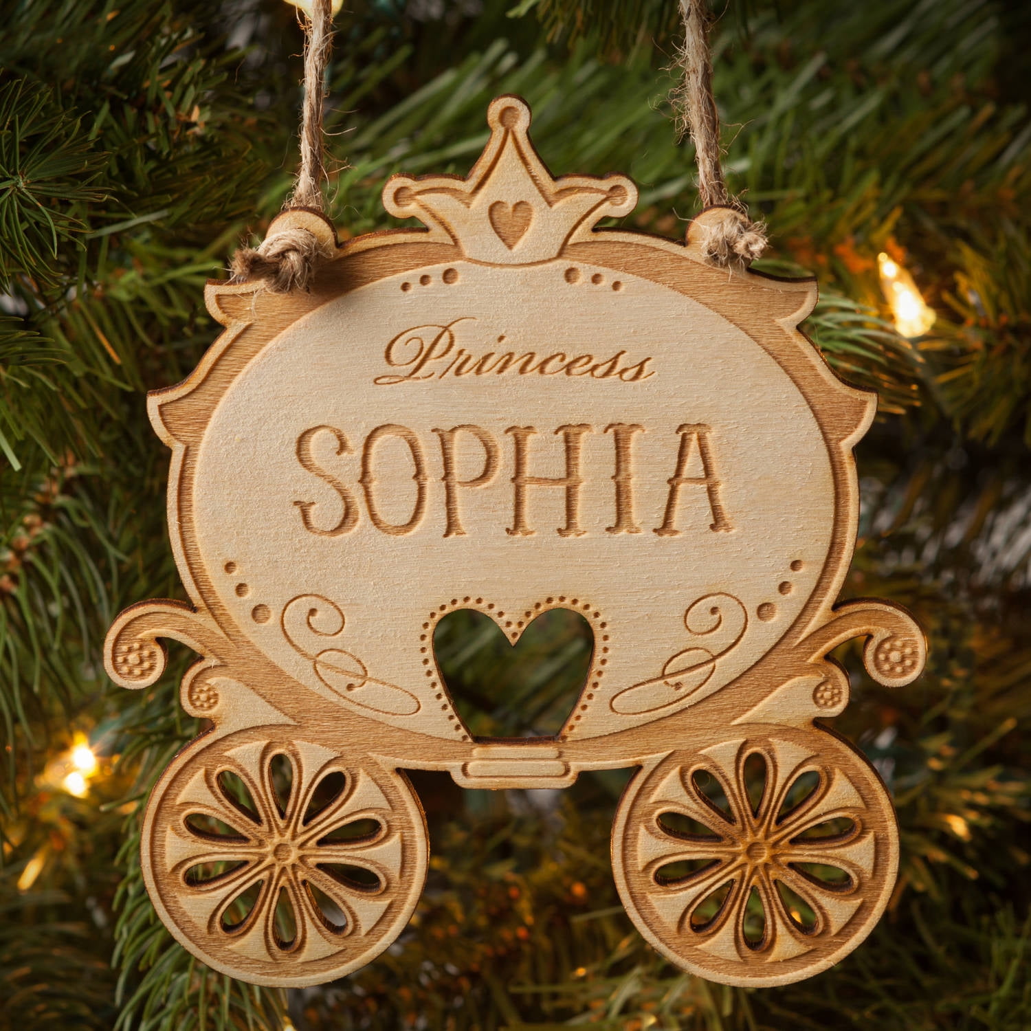 Princess Carriage Personalized Wood Ornament - Walmart.com