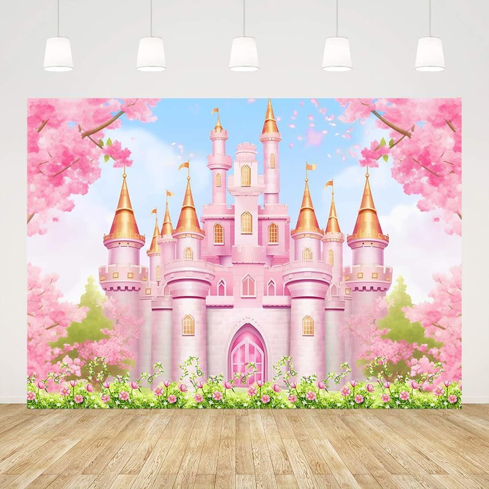 Princess Castle Backdrop Pastel Watercolor Royal Castle Photography ...