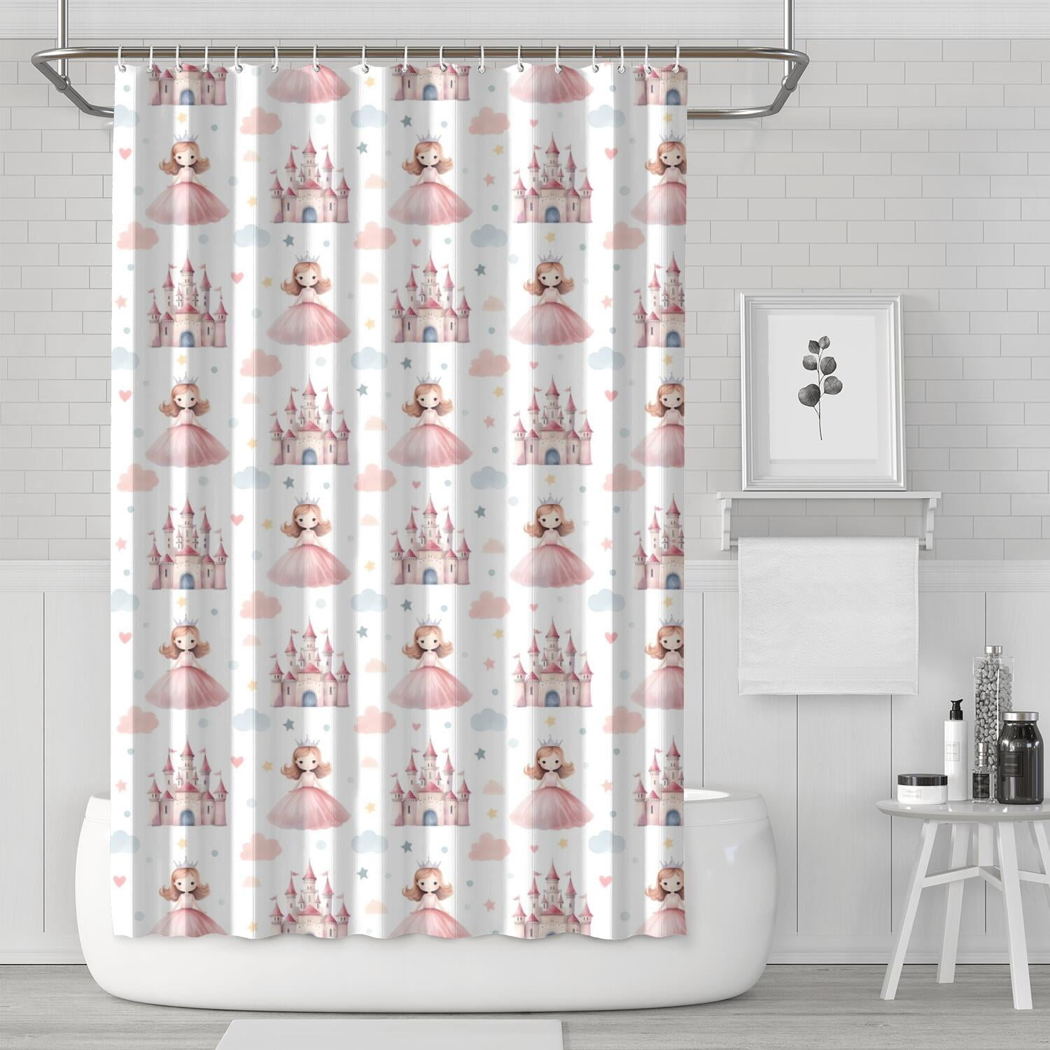Princess Castle Pattern Shower Curtain 72"x72" ,Bathroom Decorative ...