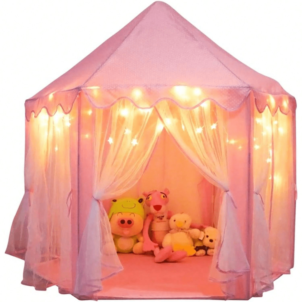 Princess Castle Playhouse Tent Forgirls With LED Star Lights – Indoor ...