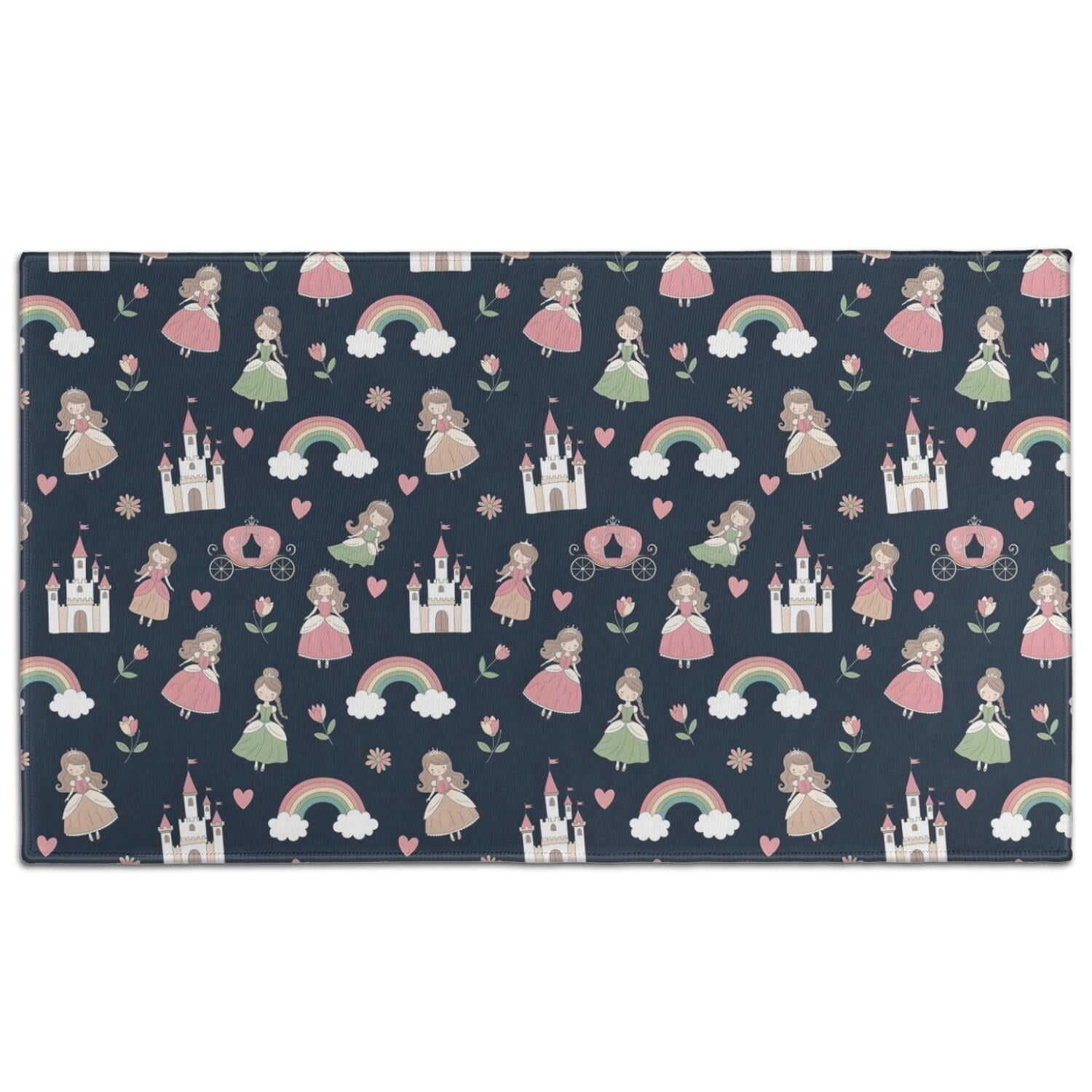 Princess Castle Rainbow Pattern Door Rugs,Washable Non Slip Door Mats ...