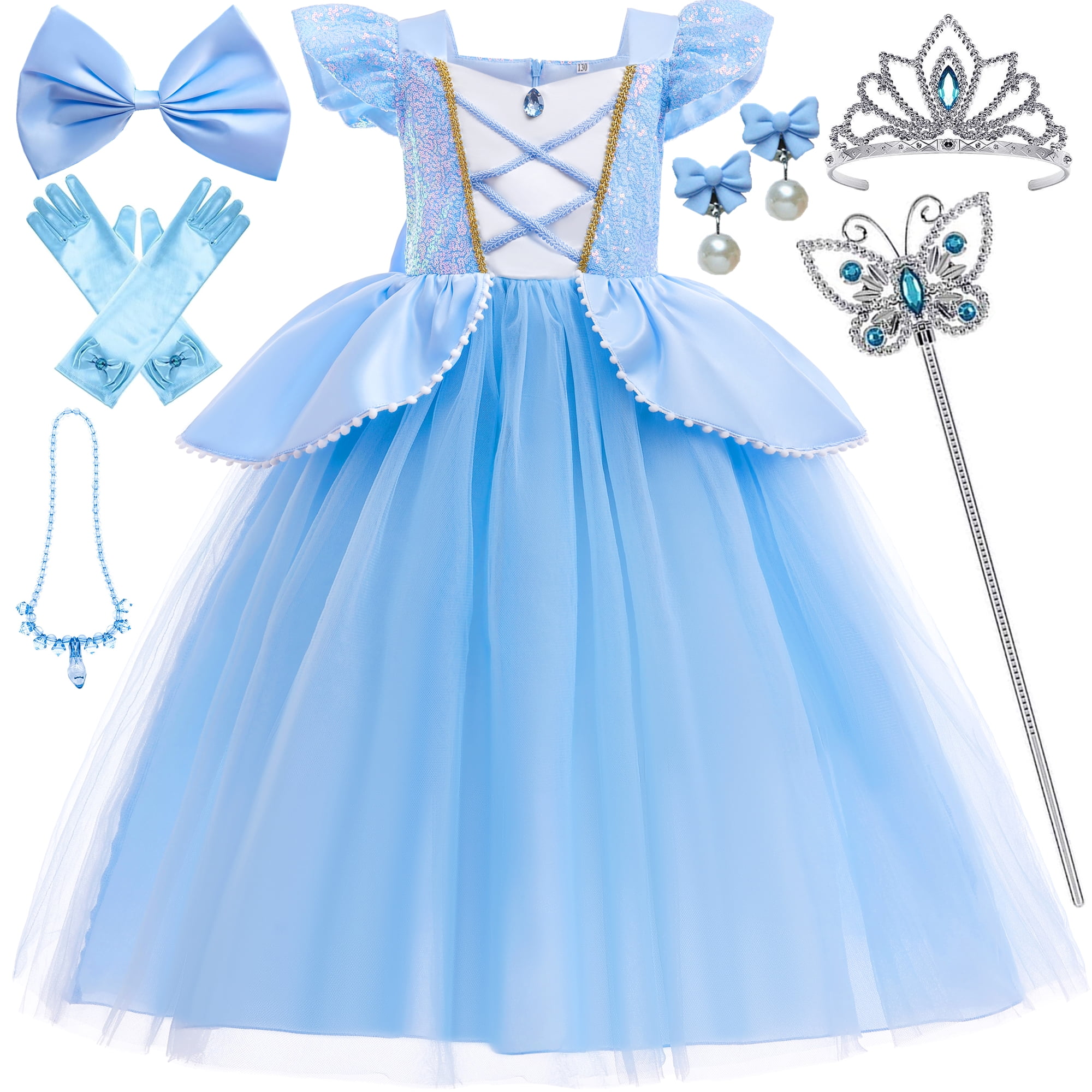 SpeeKids Princess Cinderella Dress for Girls, Cosplay Party Costume ...