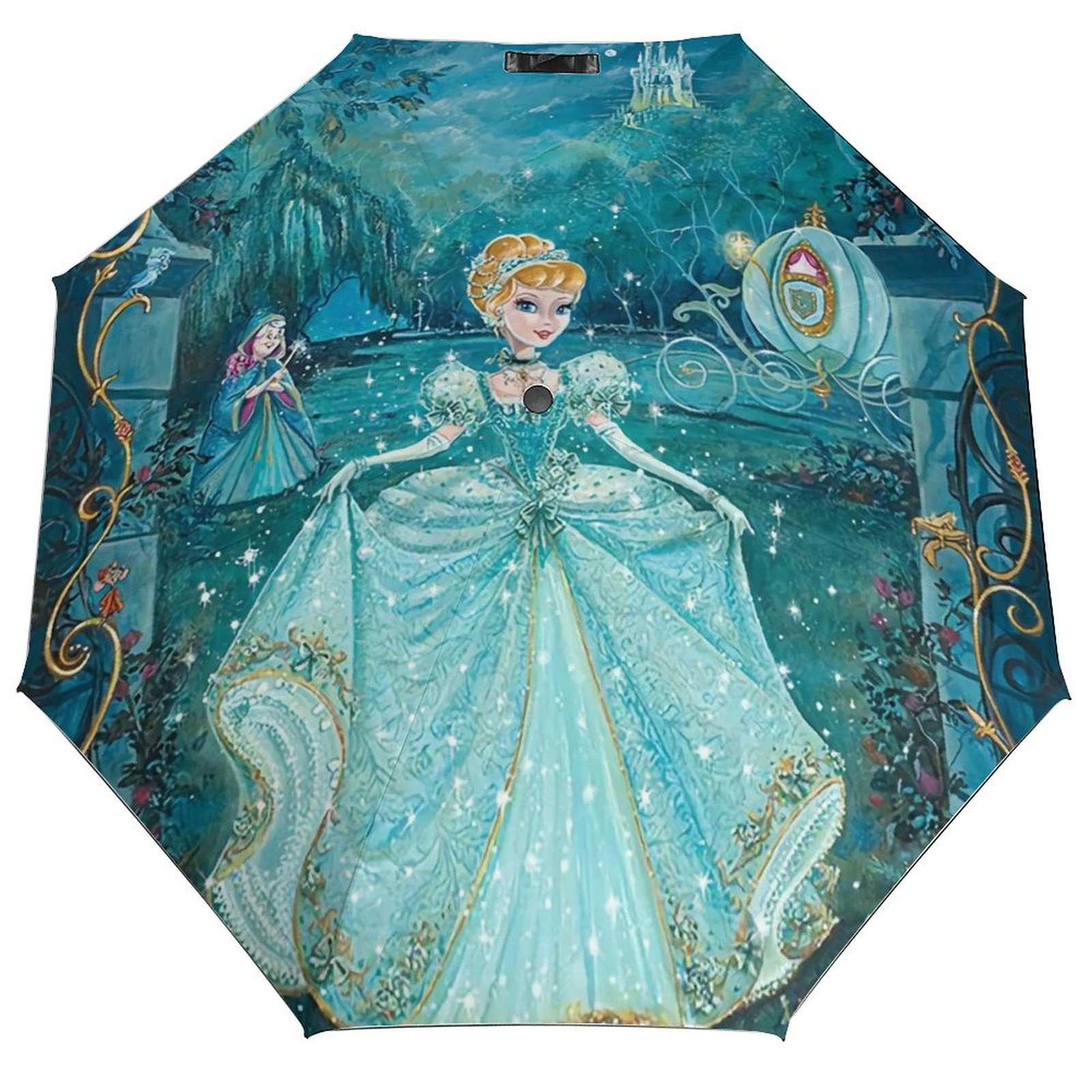 Princess Cinderella,Magic Kingdom Umbrella,Windproof Compact Folding ...