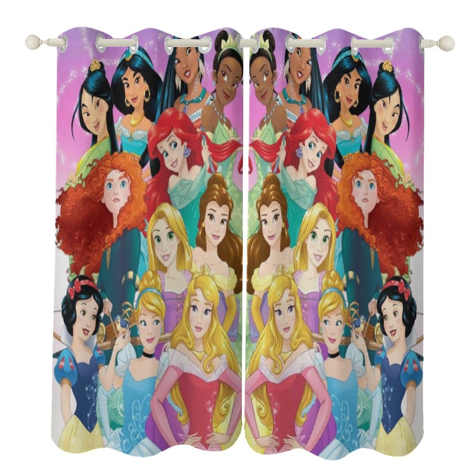 Princess Classic Cartoon Group Collage Curtains 72 Inch,Blackout ...