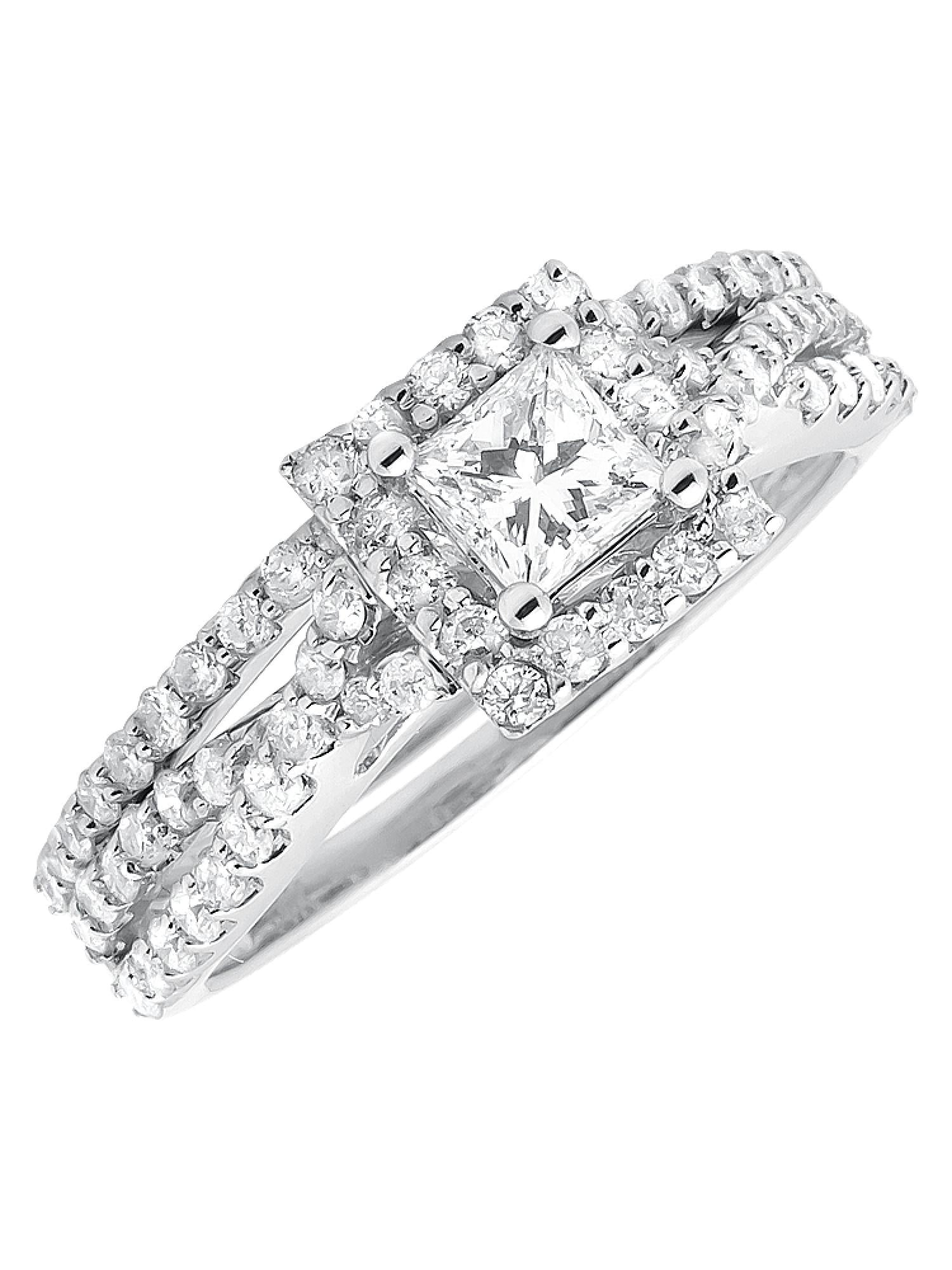 Princess Cluster Ladies 14k White Gold Diamond Infinity Engagement Ring