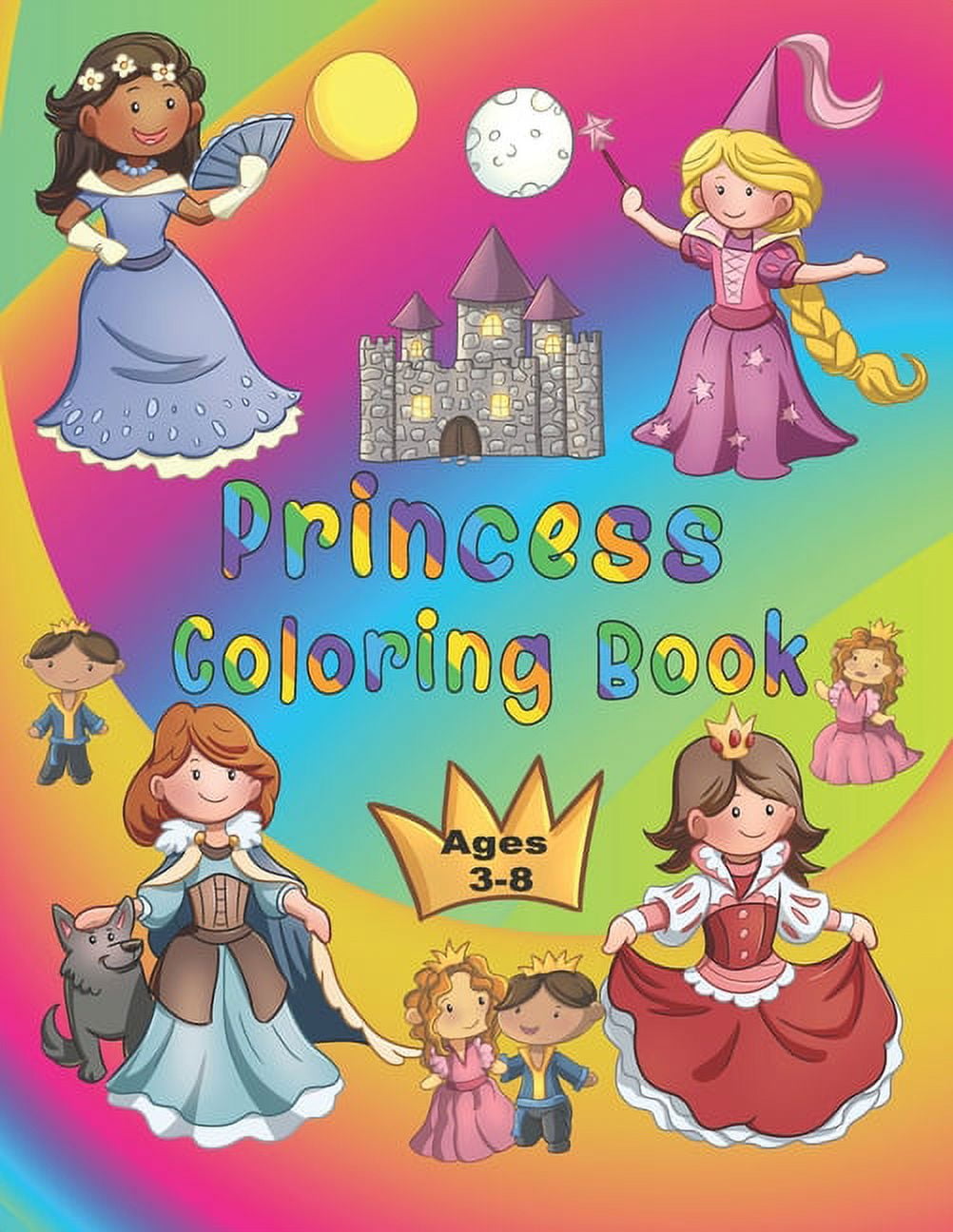 Princess Coloring Book: 50 princesses to color by kids ages 3-8 ...