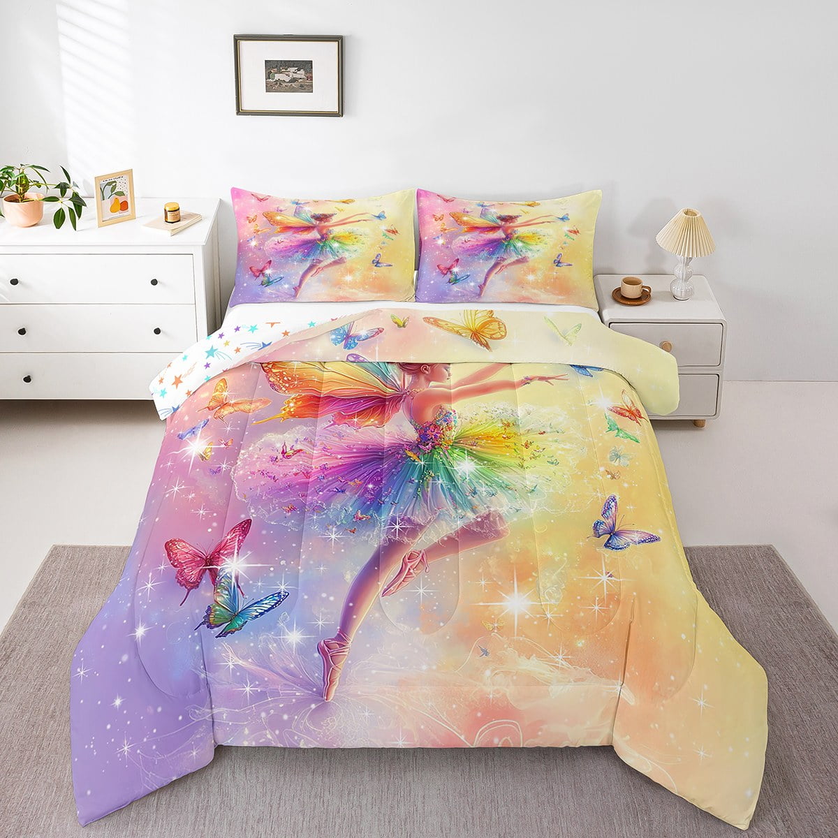 Princess Comforter Set,Fantasy Ballet Angel Wings Bedding Set for Teens ...