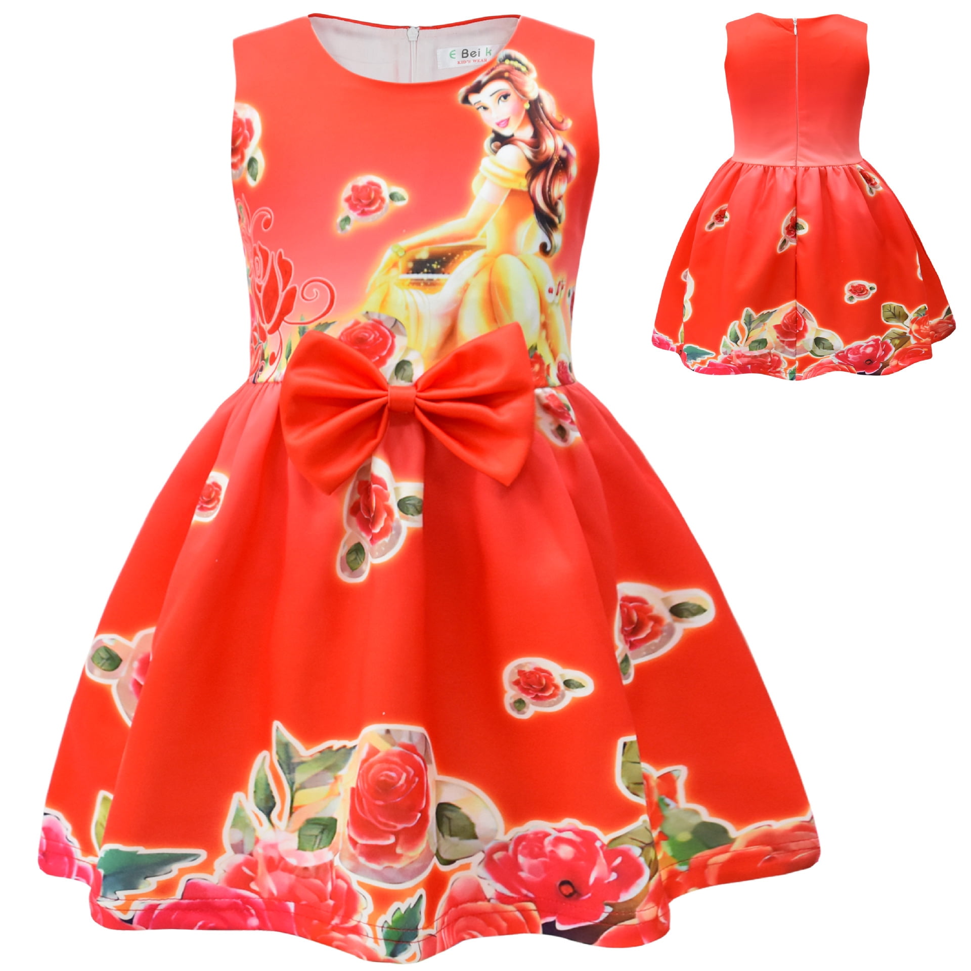 Princess Costume Party Dress Little Girls Belle Cosplay Dress up 2-8T ...