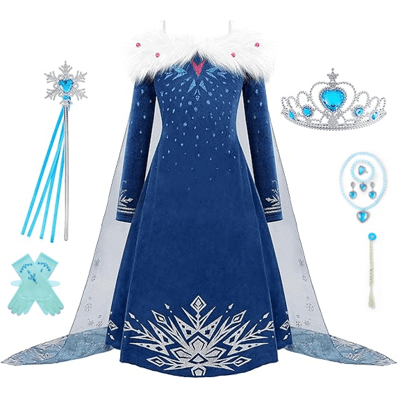 Princess Costume for Girls Halloween Dress Snow Cosplay Christmas ...