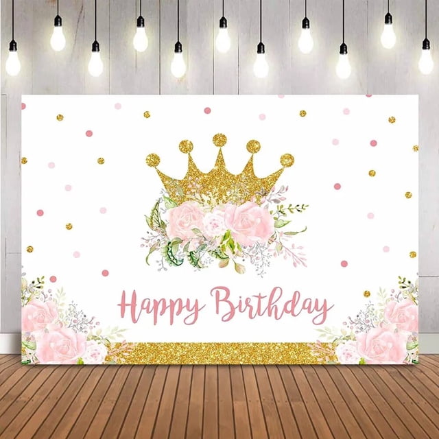 Princess Crown Birthday floral Backdrop for Photography Girls Newborn ...