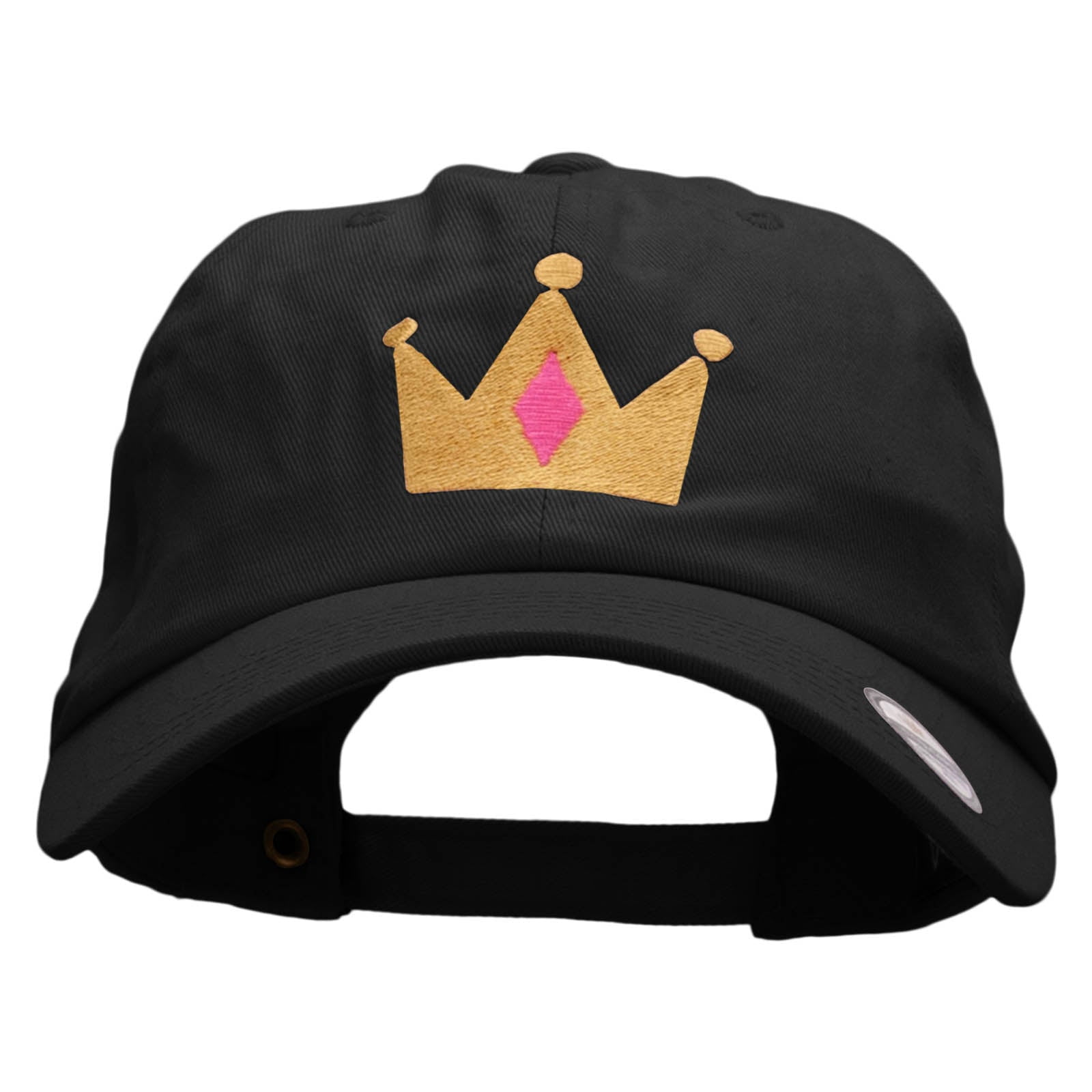 Princess Crown Embroidered Low Profile Dyed Cotton Twill Cap - Black ...
