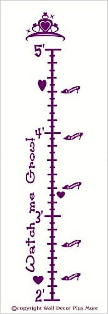 Princess Crown Growth Chart Wall Vinyl Sticker Decal 2'-5' to Measure ...